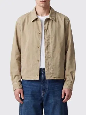 Auralee Long-sleeved Cotton Shirt Jacket With Slant Pockets - Beige