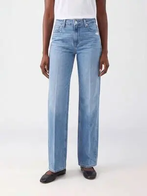 Paige High-waisted Straight Leg Jeans In Cotton And Lyocell Denim - Blue