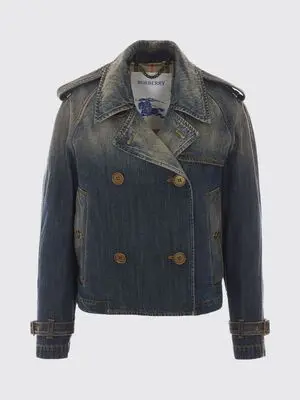 Burberry Double-breasted Denim Trench Coat - Blue
