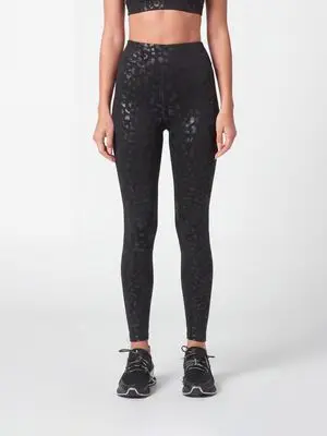 PLEIN SPORT Animal Print Technical Stretch Fabric Leggings - Black