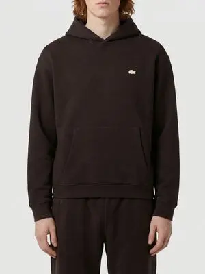 Lacoste Printed Cotton Hooded Sweatshirt - Brown