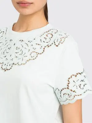 TWINSET Embroidered Cotton T-shirt - Gnawed Blue