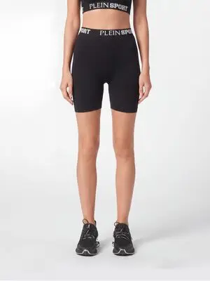 PLEIN SPORT Technical Stretch Fabric Shorts - Black