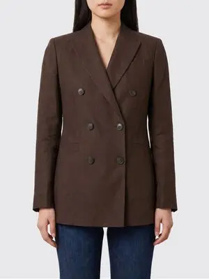 PT TORINO Cropped Double-breasted Linen-blend Blazer With Peak Lapels - Brown