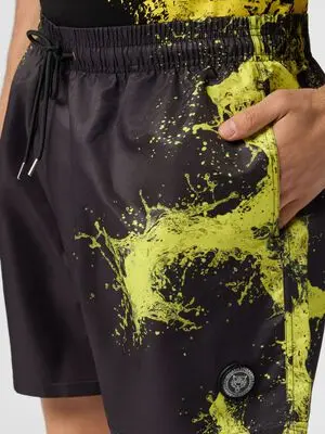 PLEIN SPORT Printed Technical Fabric Jogging Shorts - Black
