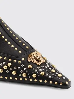 Versace Studded Ankle Boots With Medusa Detail