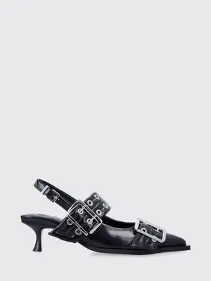 GANNI Leather Blend Slingback Pumps - Black