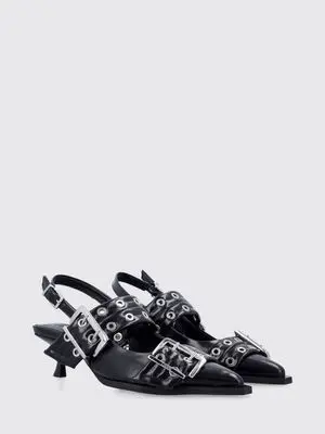 GANNI Leather Blend Slingback Pumps