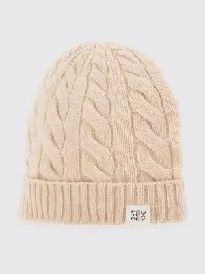 Peuterey Ribbed Knit Beanie With Cable Detail - Beige
