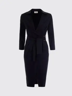 Elisabetta Franchi Stretch Cotton Midi Dress - Black
