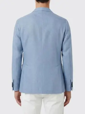 Tagliatore Single Breasted Virgin Wool Blend Blazer - Blue