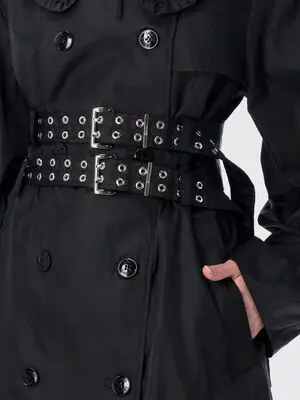 GANNI Double Breasted Trench Coat With Double Belt