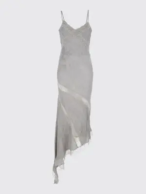 Andamane Rosetta Satin Midi Dress With Halter Neck And Lace Inserts