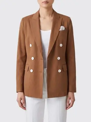 CIRCOLO 1901 Double-breasted Cropped Slim Fit Stretch-cotton Blazer - Brown