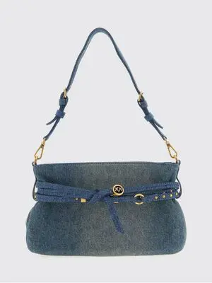 Pinko Belt Bag Mini Denim Shoulder Bag - Blue