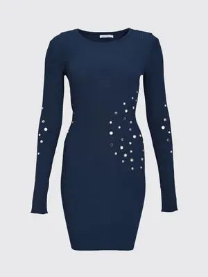 Patrizia Pepe Viscose Mini Dress With Metal Eyelets - Blue