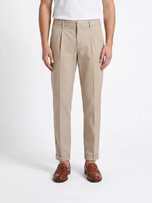 FAY Stretch Cotton Gabardine Chino Trousers - Beige