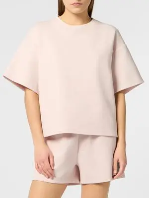 PLEIN SPORT Crewneck Cotton T-shirt With Logo Detail - Fuchsia