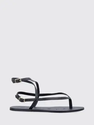 Manebí Low-heeled Smooth Leather Thong Sandals With An Ankle Strap - Black