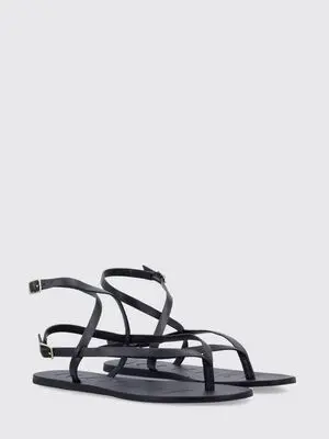 Manebí Low-heeled Smooth Leather Thong Sandals With An Ankle Strap