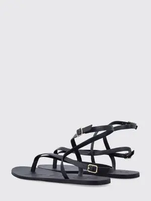 Manebí Low-heeled Smooth Leather Thong Sandals With An Ankle Strap
