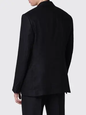 LARDINI Single-breasted Linen Blazer With Peak Lapels