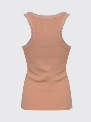 Patrizia Pepe Stretch Cotton Top With Rhinestones - Pink