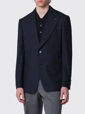 LARDINI Single-breasted Blazer In Pure Virgin Wool With Classic Lapels - Blue