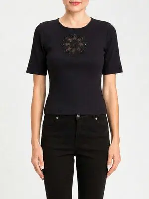 TWINSET Embroidered Cotton T-shirts - Black