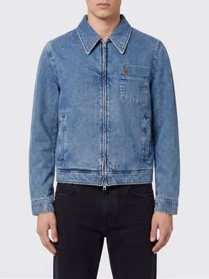 AMI Paris Embroidered Logo Cotton Denim Shirt Jacket
