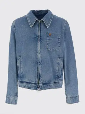 AMI Paris Embroidered Logo Cotton Denim Shirt Jacket