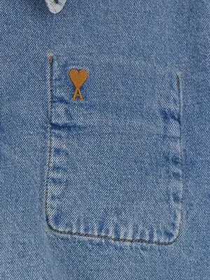 AMI Paris Embroidered Logo Cotton Denim Shirt Jacket
