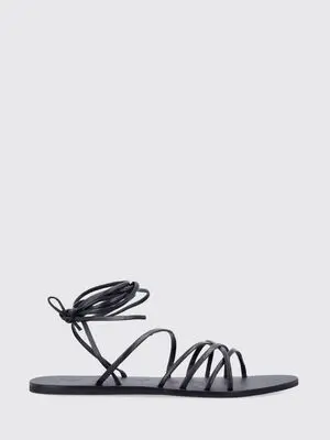 Manebí Leather Gladiator Sandals With Low Heel And Ankle-tie Straps - Black