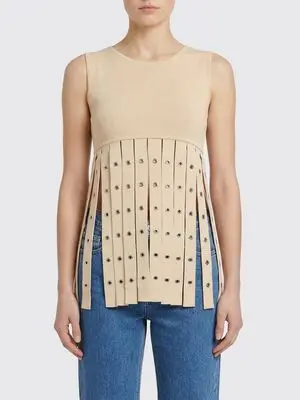 Patrizia Pepe Fringed Cotton Blend Top - Ivory
