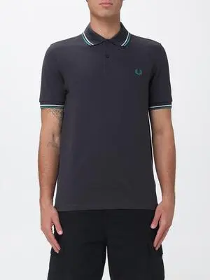 Fred Perry Cotton Polo Shirt With Logo Charcoal