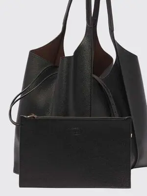 TOD'S T Timeless Grained Calfskin Shopping Bag With Logo