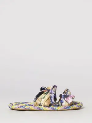 Zimmermann Canvas And Woven Raffia Mules With Bows - Lilac