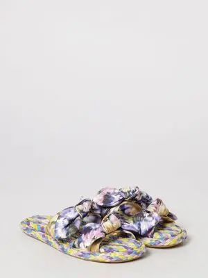 Zimmermann Canvas And Woven Raffia Mules With Bows