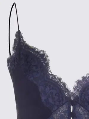 SELF-PORTRAIT Long Georgette And Lace Slip Dress