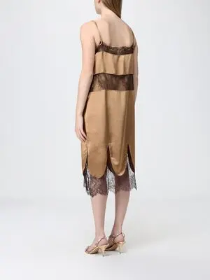 FERRAGAMO Midi Slip Dress With Lace Accents