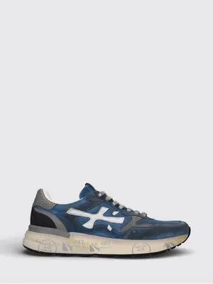 Premiata Mick Used Suede And Mesh Sneakers - Blue