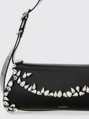 JIL SANDER Cannolo Leather Bag With Applied Rhinestones