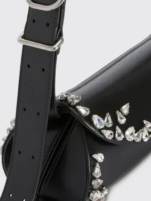 JIL SANDER Cannolo Leather Bag With Applied Rhinestones