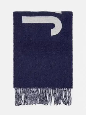 Jacquemus Wool Scarf With Macro Logo - Blue