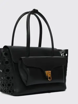 COCCINELLE Beat Double Leather Bag With Perforated Details - Black