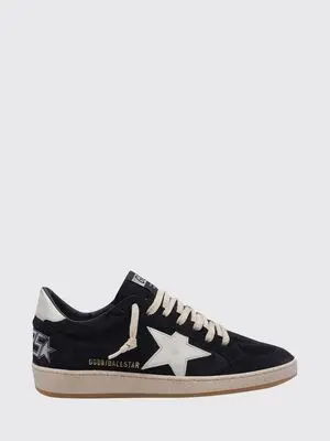 GOLDEN GOOSE Ball Star Leather And Suede Sneakers With Contrasting Logo - Blue