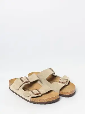 BIRKENSTOCK Buckled Suede Sandals - Beige
