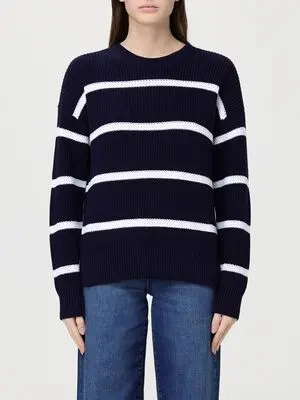 Ralph Lauren Striped Cotton Crew Neck Knit Top - Blue