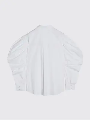 Simone Rocha Cotton Poplin Shirt With Balloon Sleeves And Beaded Embellishments