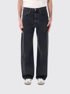 LEVI'S Straight Fit Cotton Denim Jeans With Worn Effect - Black